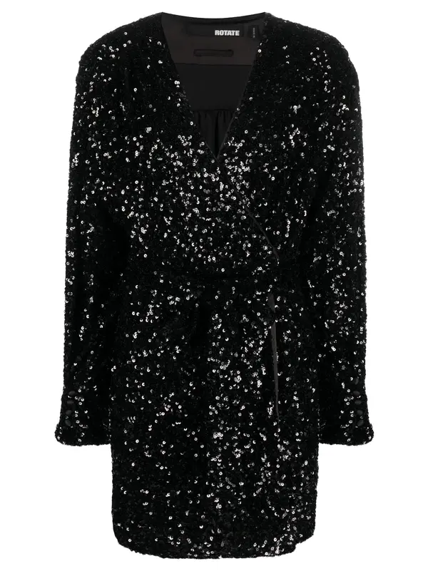 Remain Birger Christensen Sequin-embellished Wrap Minidress - Black