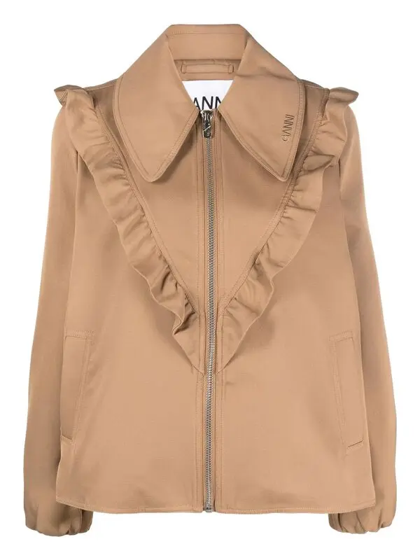 GANNI Zip-up Jacket - Neutrals