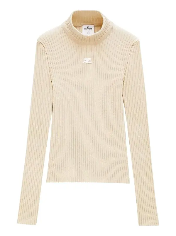 COURREGES Reedition Ribbed Knit Sweater - Neutrals