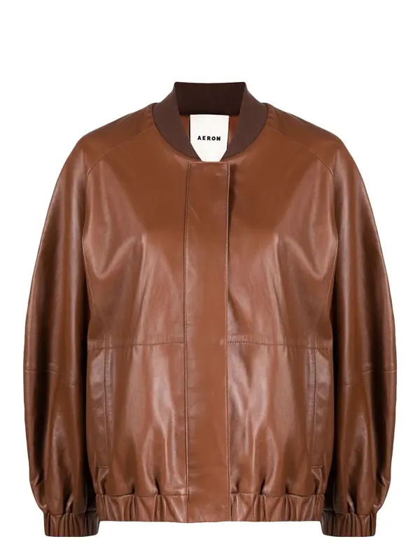 AERON Bloom Lambskin Bomber Jacket - Brown