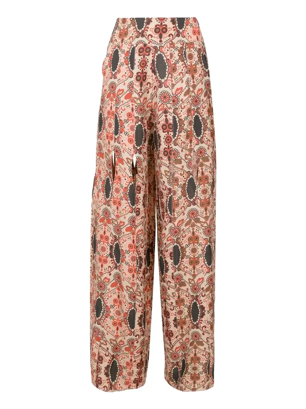 AMIR SLAMA Floral-print Flared Trousers - Multicolour