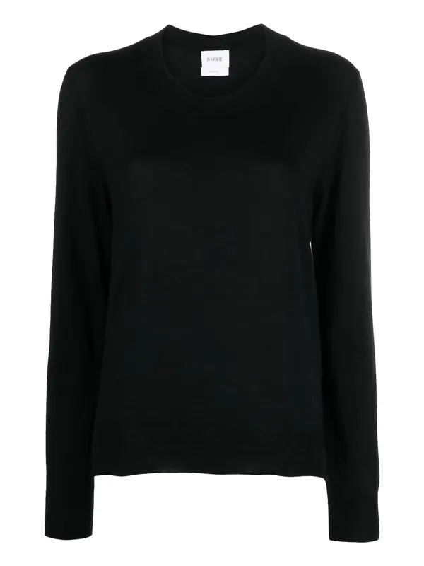 BARRIE Crew Neck Cashmere Jumper - Black