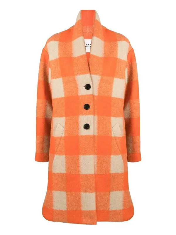 MARANT ETOILE Gabriel Checked Coat - Orange