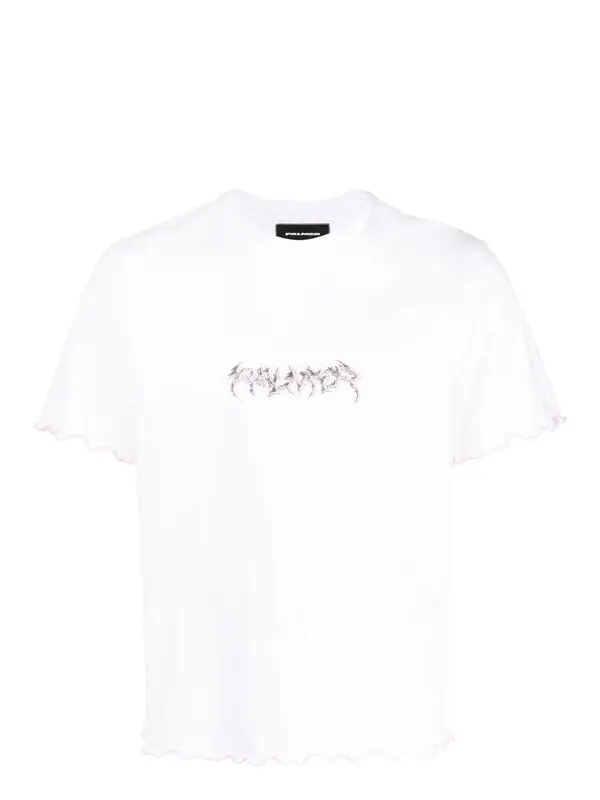 PALMER Logo-print Fluted-hem T-shirt - White