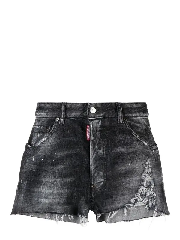 Dsquared2 Distressed Denim Shorts - Black