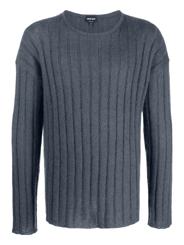 Giorgio Armani Ribbed Knit Jumper - Blue