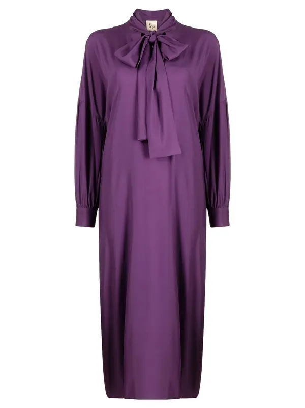 PAULA Scarf-detail Midi Dress - Purple