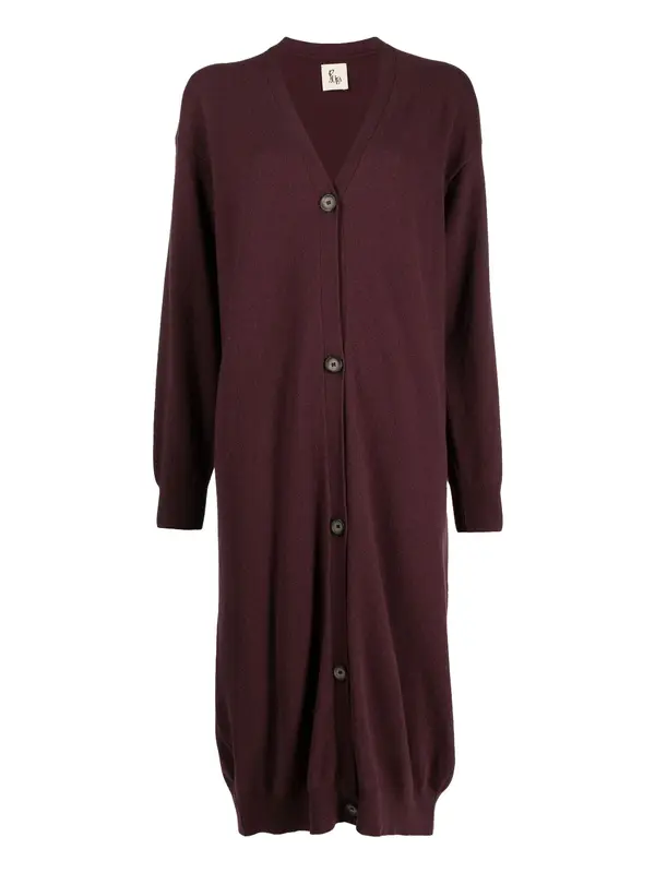 PAULA Long-length Cashmere Cardigan - Purple