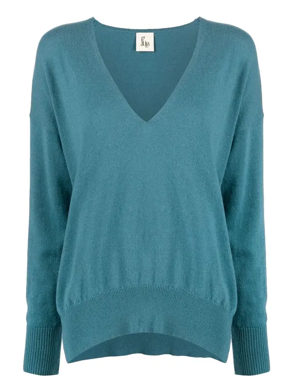 PAULA V-neck Cashmere Jumper - Blue