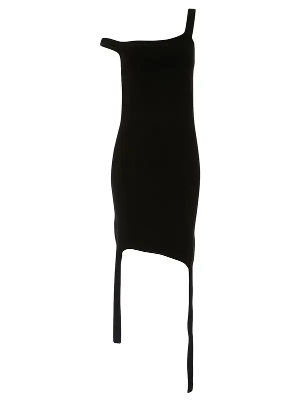 JW Anderson Fine-knit Asymmetric Mini Dress - Black