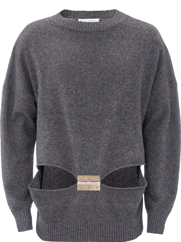 JW Anderson Hinge-embellished Cut-out Jumper - Grey