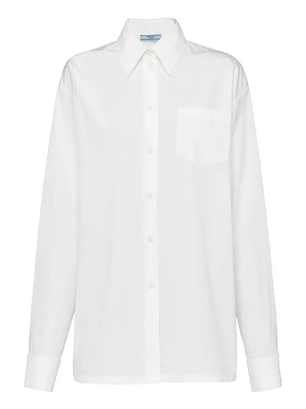 Prada Triangle-logo Poplin Shirt - White