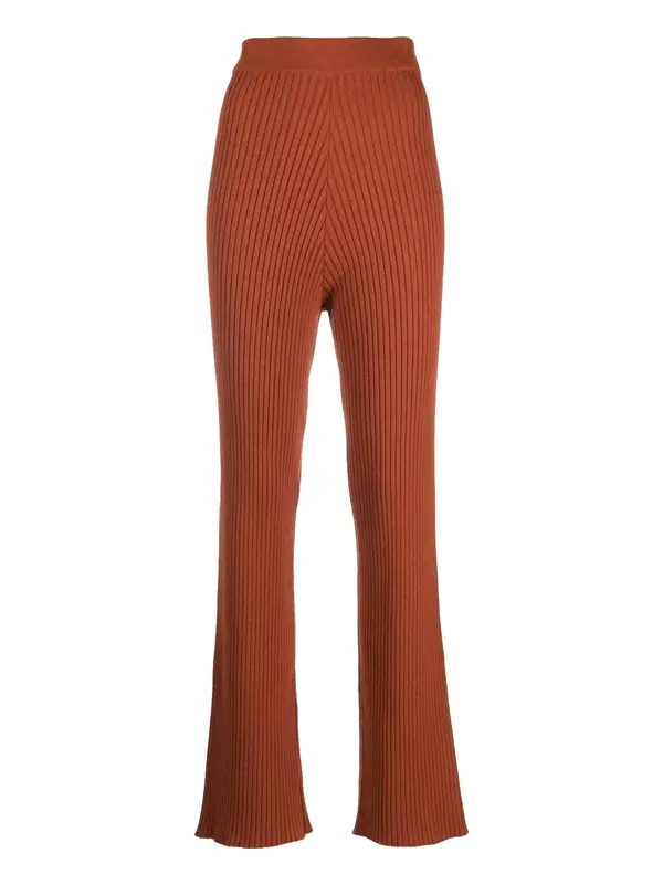 PAULA Ribbed-knit Flared Trousers - Orange