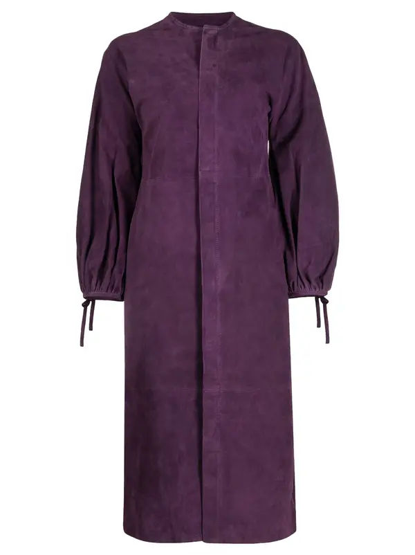 PAULA Long Puff Sleeves Midi Dress - Purple