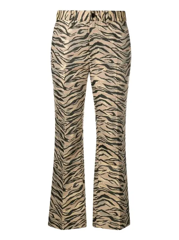Zadig&Voltaire Animal-print Flared Cropped Trousers - Neutrals