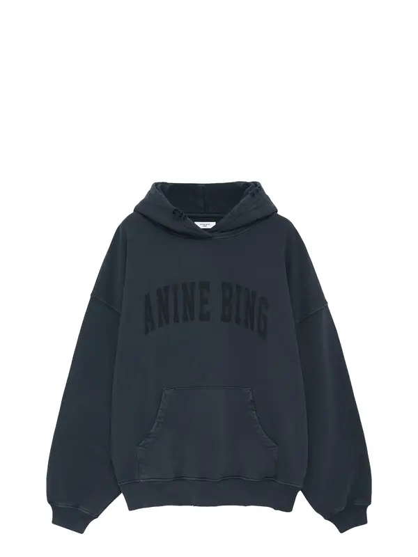 ANINE BING Harvey Logo-print Hoodie - Black