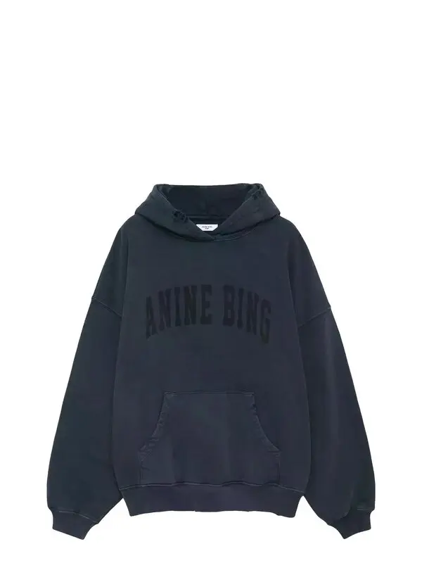 ANINE BING Harvey Logo-print Hoodie - Grey