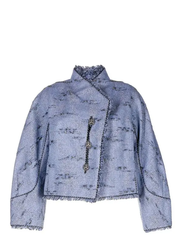 Shiatzy Chen Reminiscence Metallic-jacquard Jacket - Blue