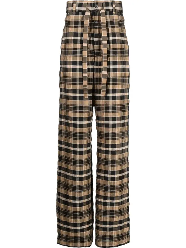 Nanushka Check-pattern Straight-leg Trousers - Brown