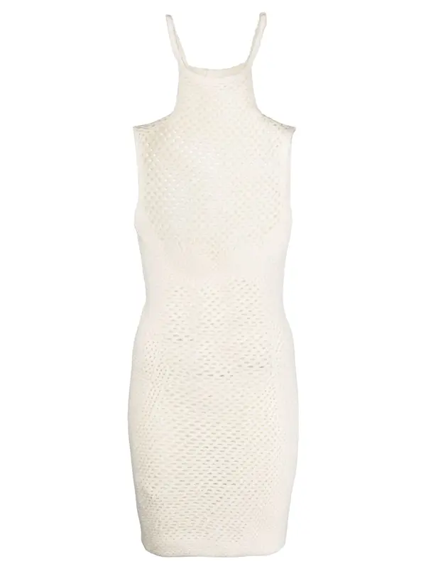 ISA BOULDER Map Crochet Minidress - White