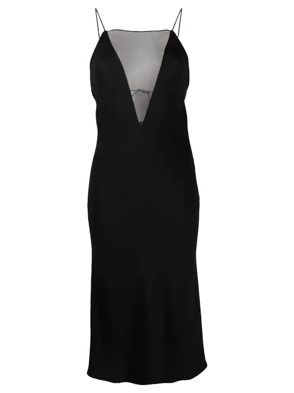 Stella McCartney Compact Silk Crepe Midi Dress - Black
