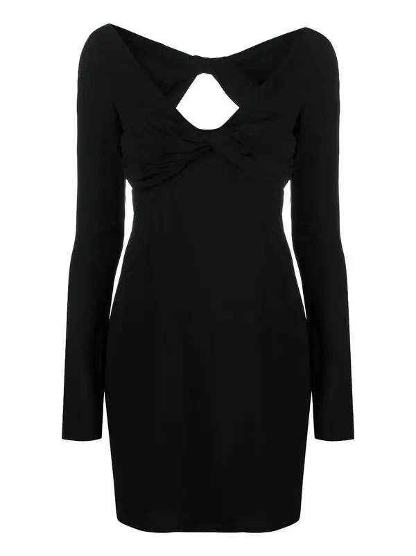 Blumarine Long-sleeve V-neck Minidress - Black