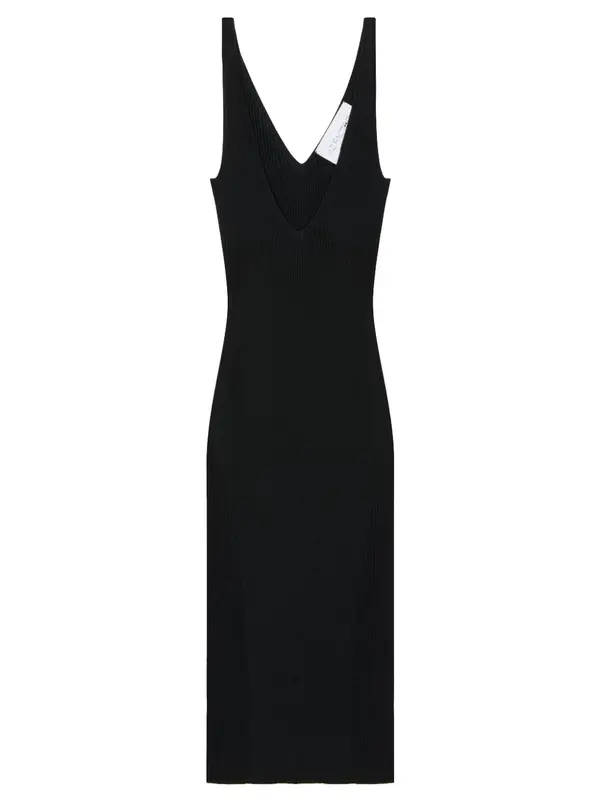AZ FACTORY X Ester Manas V-neck Ribbed Midi Dress - Black