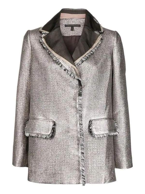 Shiatzy Chen Metallic Fringed-trim Blazer - Gold