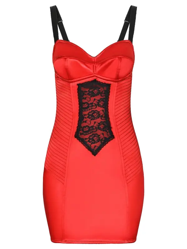 Dolce & Gabbana Lace-detail Satin Minidress - Red