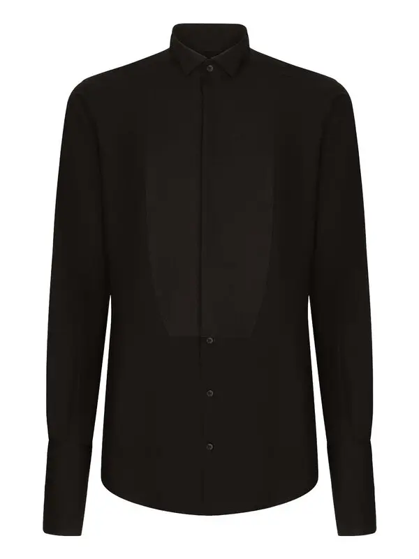 Dolce & Gabbana Gold-fit Cotton Tuxedo Shirt - Black