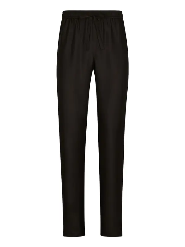 Dolce & Gabbana Essentials Logo-embroidered Silk Trousers - Black