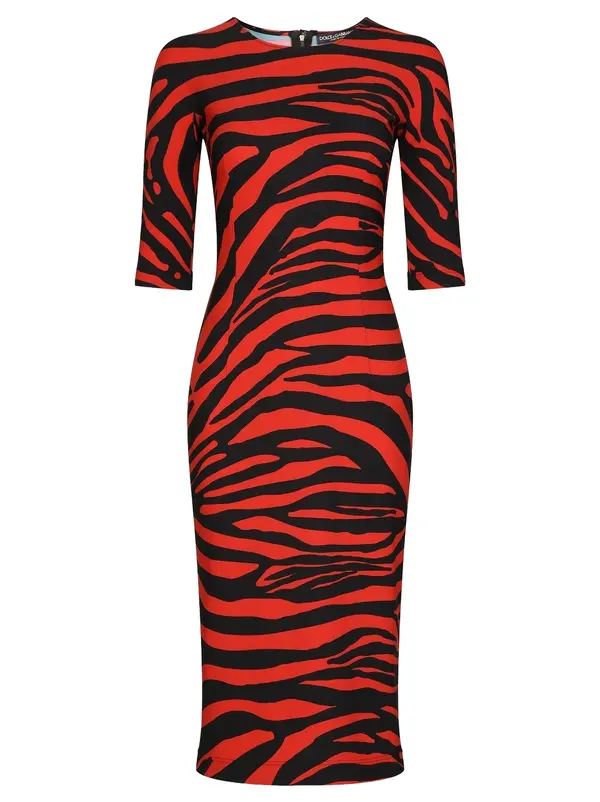 Dolce & Gabbana Zebra-print Midi Dress - Red