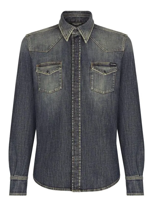 Dolce & Gabbana Button-up Denim Shirt - Grey