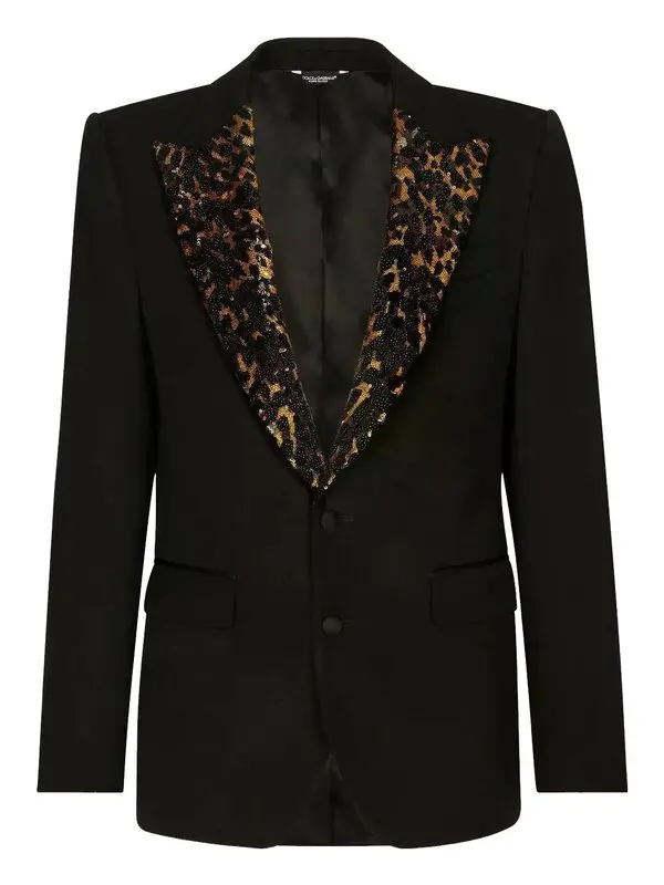 Dolce & Gabbana Sicilia-fit Leopard-print Tuxedo Blazer - Black