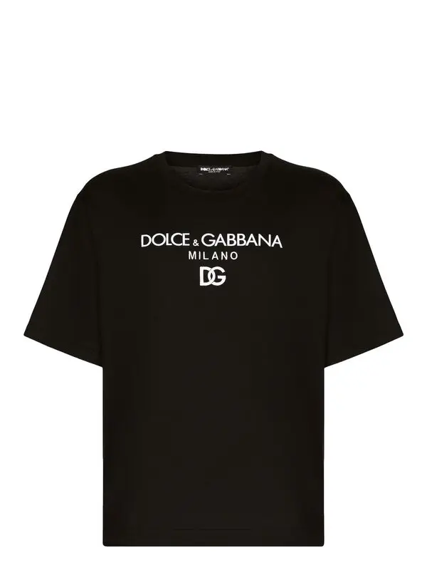 Dolce & Gabbana Logo-embroidered Cotton T-shirt - Black