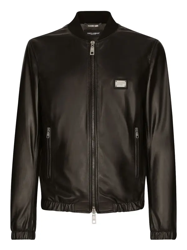 Dolce & Gabbana Logo-appliqué Leather Jacket - Black