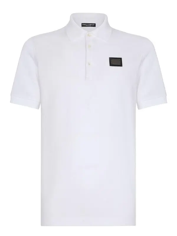 Dolce & Gabbana Logo-tag Piqué Polo Shirt - White