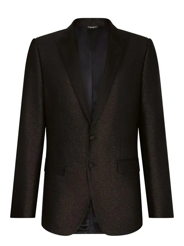 Dolce & Gabbana Martini-fit Lamé Jacquard Silk Tuxedo Suit - Black