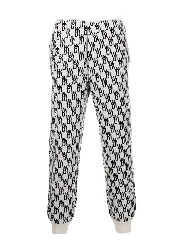 We11Done Monogram Intarsia-knit Track Pants - Neutrals