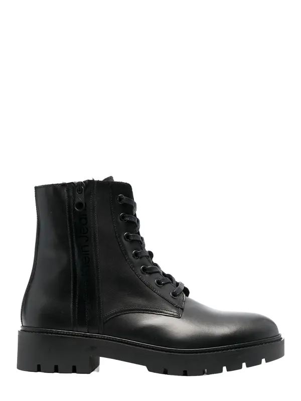 Calvin Klein Leather Combat Boots - Black