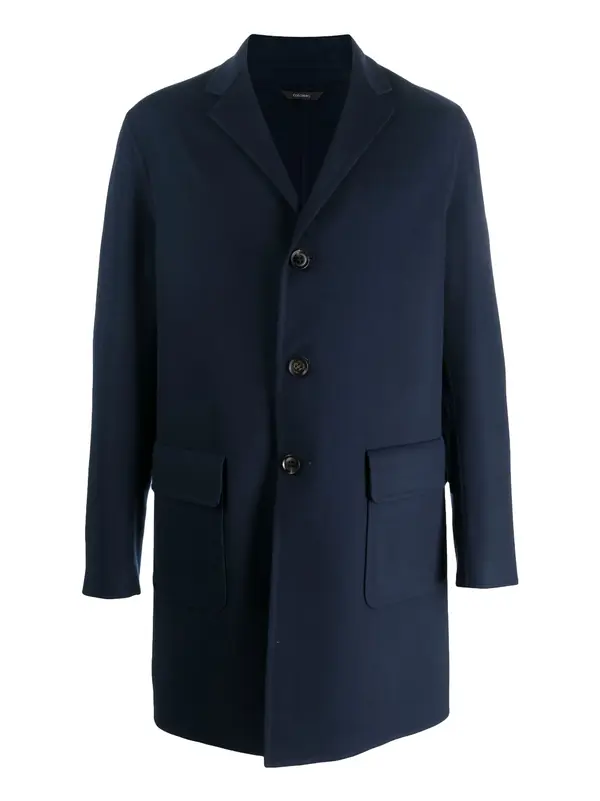 Colombo Notched-collar Wool Coat - Blue