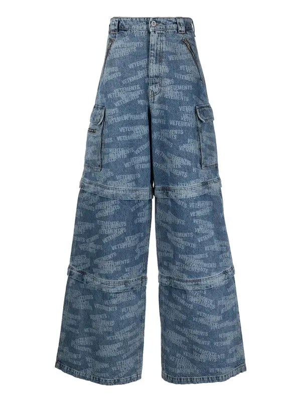 Vetements Logo-print Transformer Jeans - Blue
