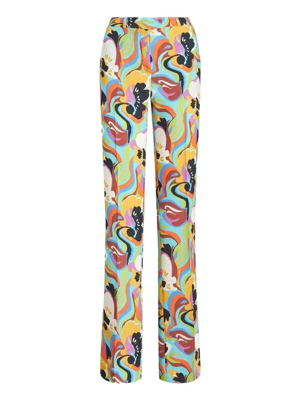 Etro Floral-print Straight-leg Trousers - Blue