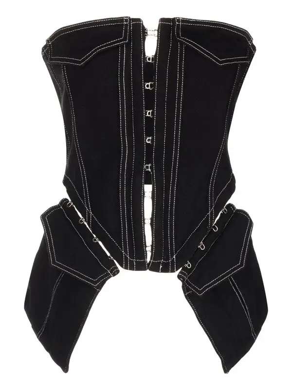 DION LEE Pocket Denim Corset - Black