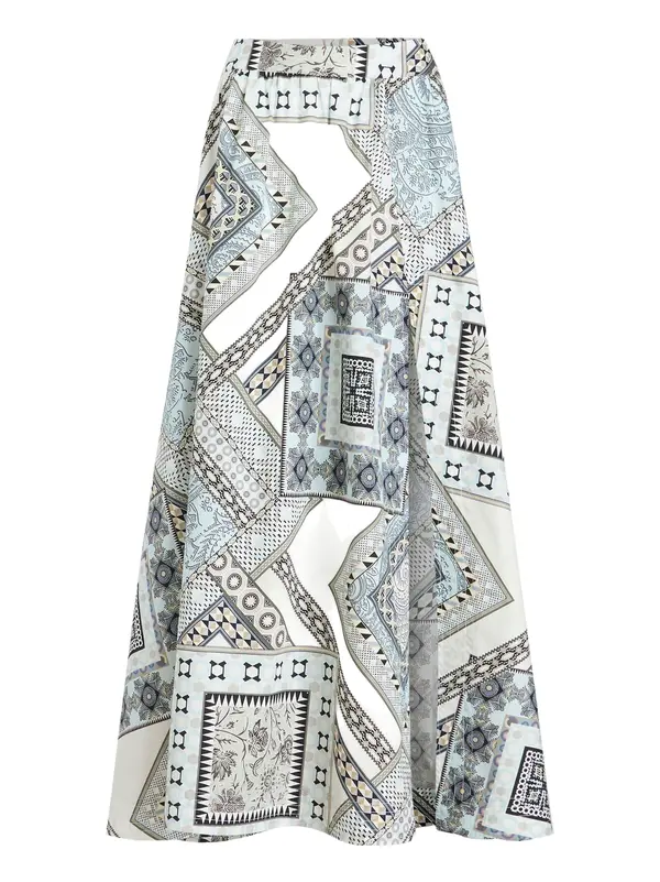 Etro Geometric Print Calf-length Skirt - White