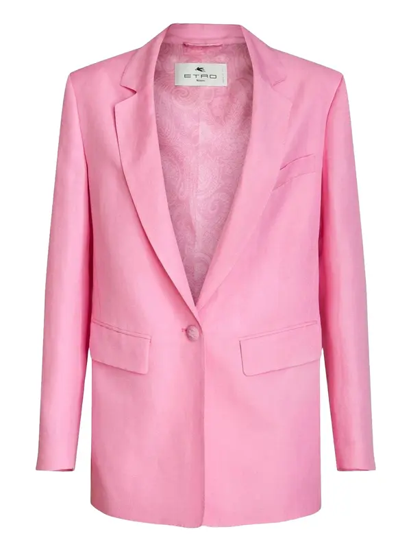 Etro Button-fastening Linen-silk Blazer - Pink