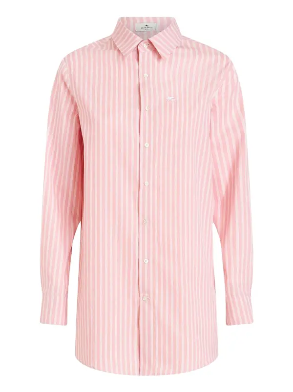 Etro Embroidered-logo Striped Shirt - Pink