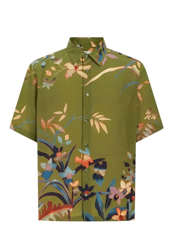 Etro Floral-print Silk Shirt - Green