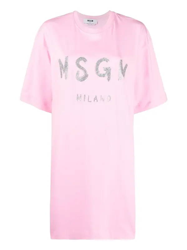 MSGM Logo-print T-shirt Dress - Pink