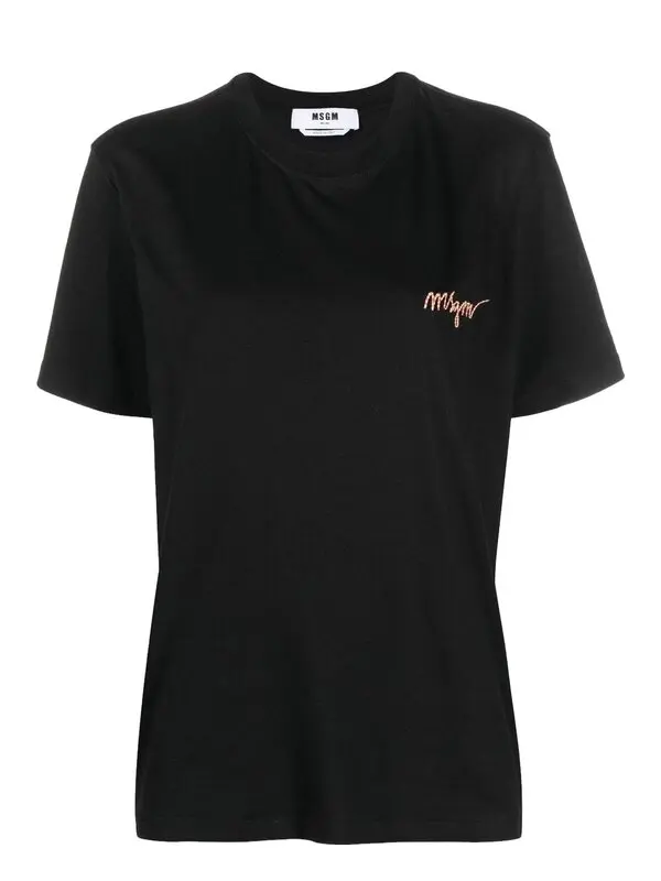 MSGM Logo-embroidered T-shirt - Black